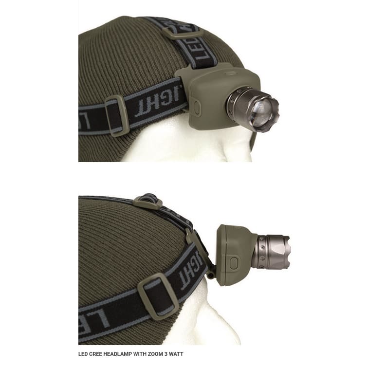 Mil-Tec – Hoofd Lamp Met Zoom – 3 WATT – LED CREE - airsoftneeds.nl